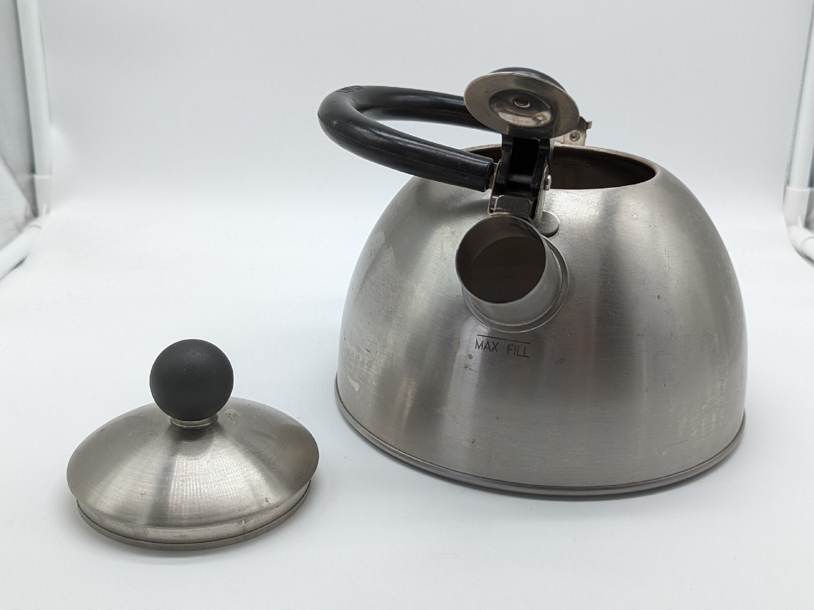 Copco Stainless Steel Tea Pot Teapot Kettle Whistling Silver w/ Black ...