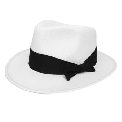 DLX WHITE GANGSTER HAT 1920S FANCY DRESS TRILBY AL CAPONE COSTUME 55CM ...