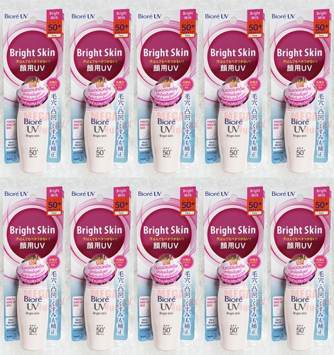 10 x KAO BIORE UV BRIGHT SUNBLOCK FACE MILK SPF 50 SUNSCREEN LOTION ...