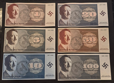 THIRD REICH CURRENCY Adolf Hitler Banknotes Reichsbanknotes x 1,5,10,20 ...
