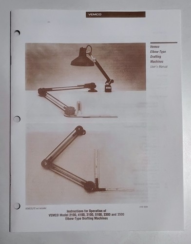 Vemco Elbow Type 3300 3500 Drafting Machine User's Manual | eBay