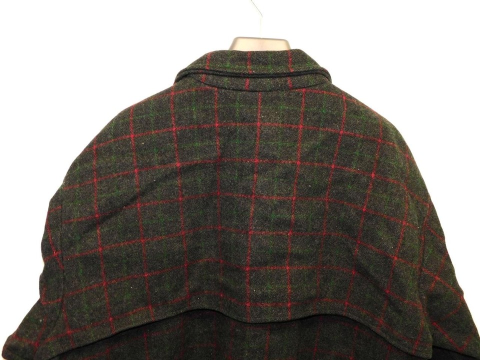 Vintage Codet XL Gray Red Plaid Wool Coat 4 Front Pocket Outdoor Work ...