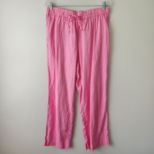 Linen Pants Womens L Oeko-Tex Pink Beach Boho Cool Resortwear Lagenlook ...