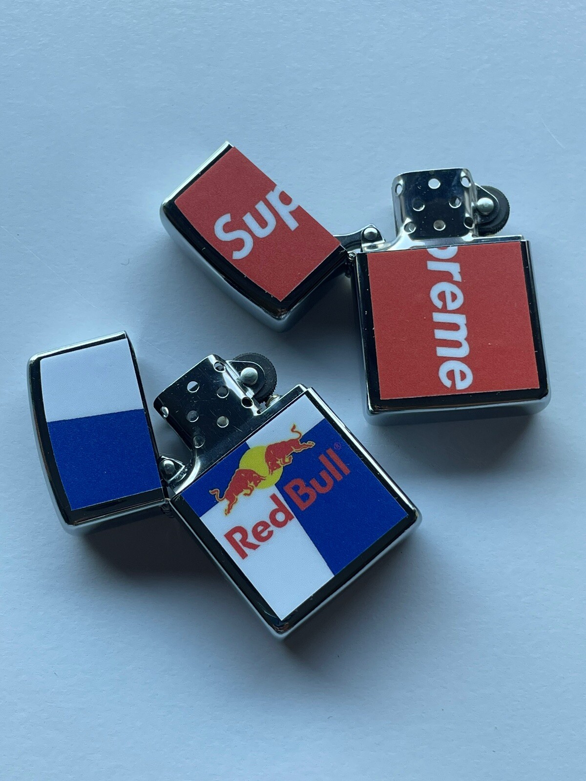 2 PCs Lighter Set Redbull And Supreme Novelty Design Lighter Set | eBay ...