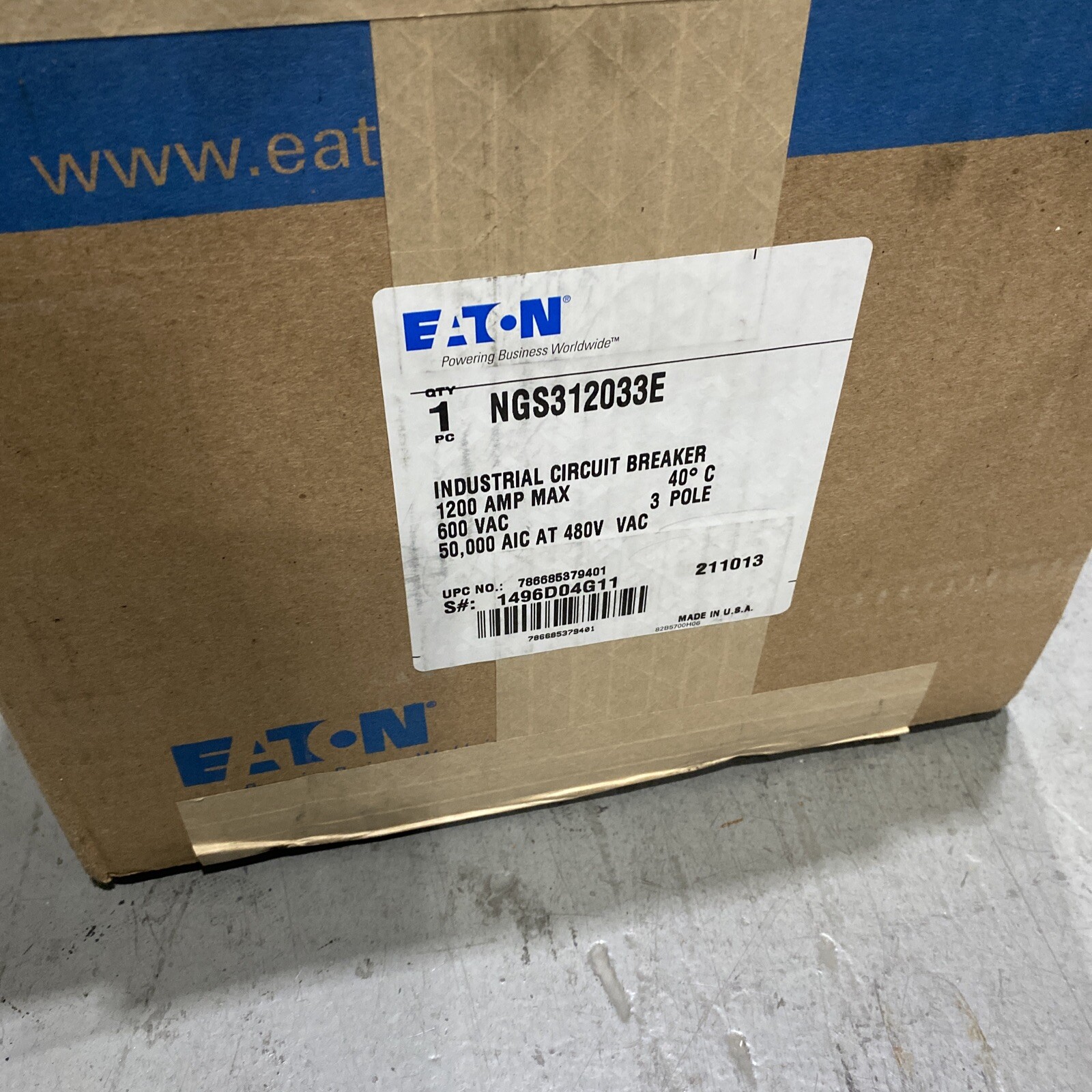 NGS312033E EATON 3 POLE 1200A 50KA 600VAC NEW | eBay