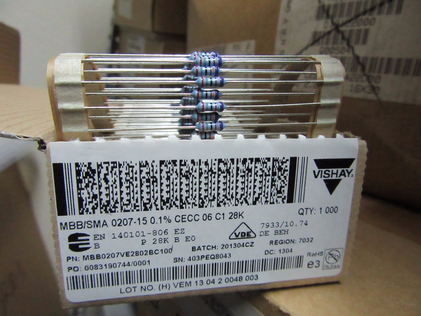 100X VISHAY SMA0207 1/2W 28K 0.1% 15ppm HIEND PRECISION AUDIO RESISTORS ...