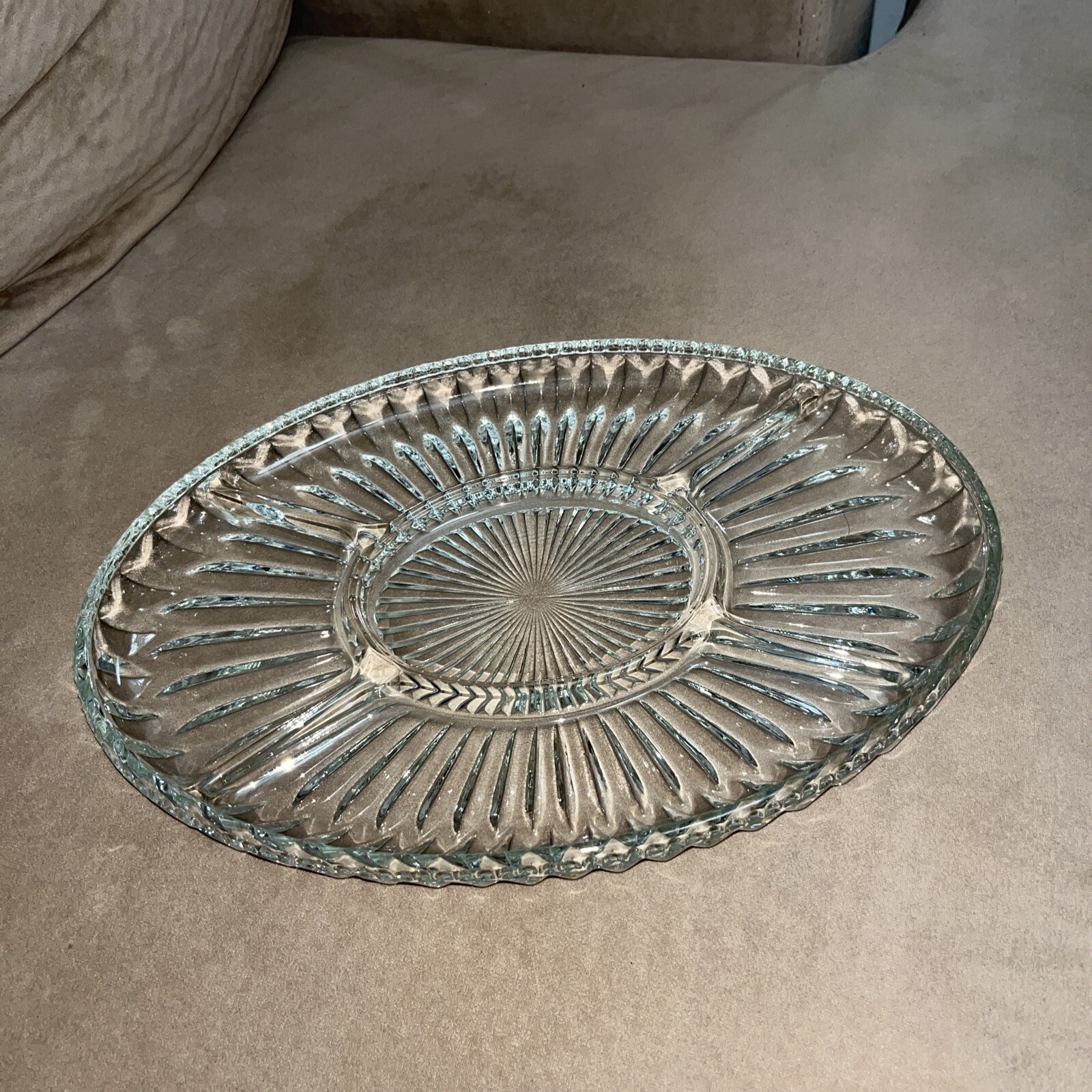 divided clear glass serving dish tray 13x9x1" | eBay