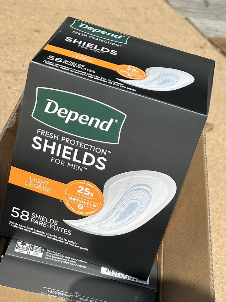 3 Depend Fresh Protection Incontinence Shields Light Guard for Men, 58 ...