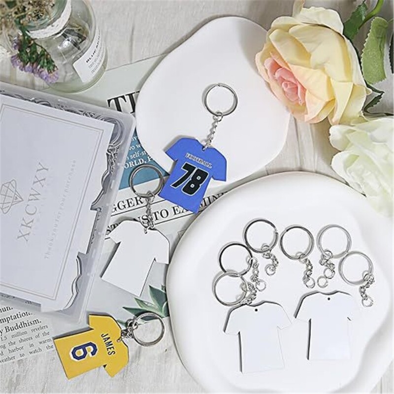 Heat Tranfer Clothes Keychain Handmade Acrylic Keyrings Set Dainty Bag ...