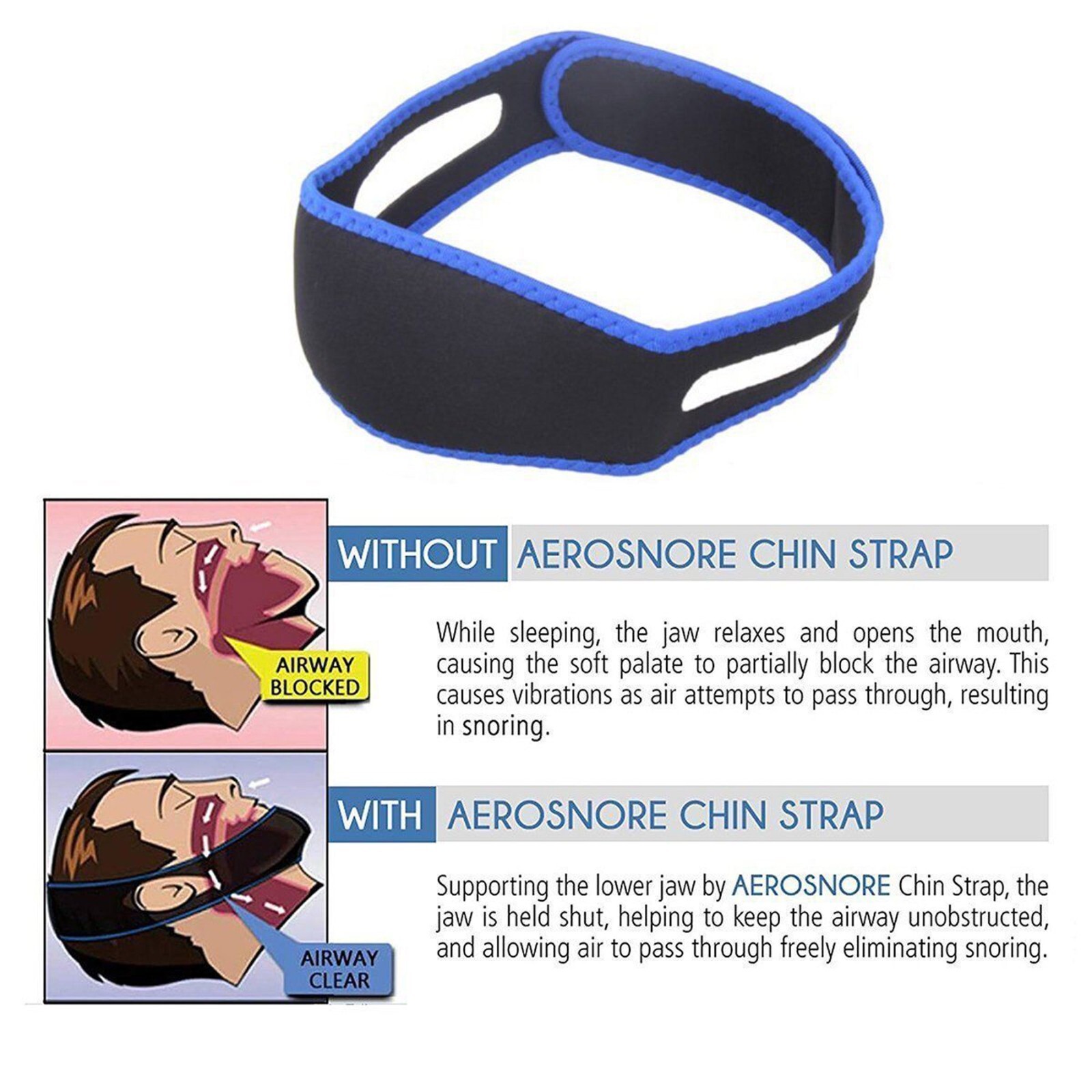 2 Pack Anti Snore Chin Strap Stop Snoring Belt Sleep Apnea Support ...