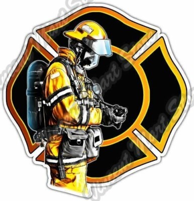 Fireman Firefighter Flame Emergency Fire Car Bumper Vinyl Sticker Decal ...