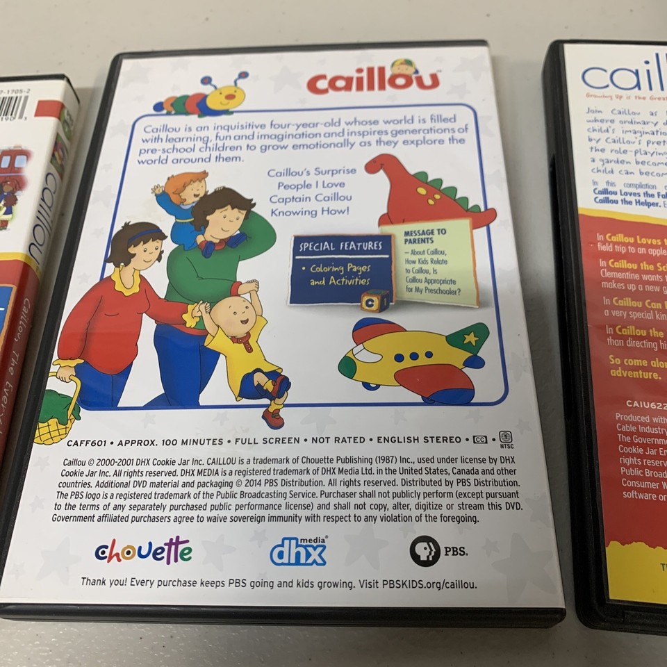 Caillou Dvd Set PBS Everyday Hero Family Favorites Playschool ...