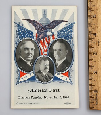 1920 Warren Harding Calvin Coolidge Boies Penrose Campaign Card ...