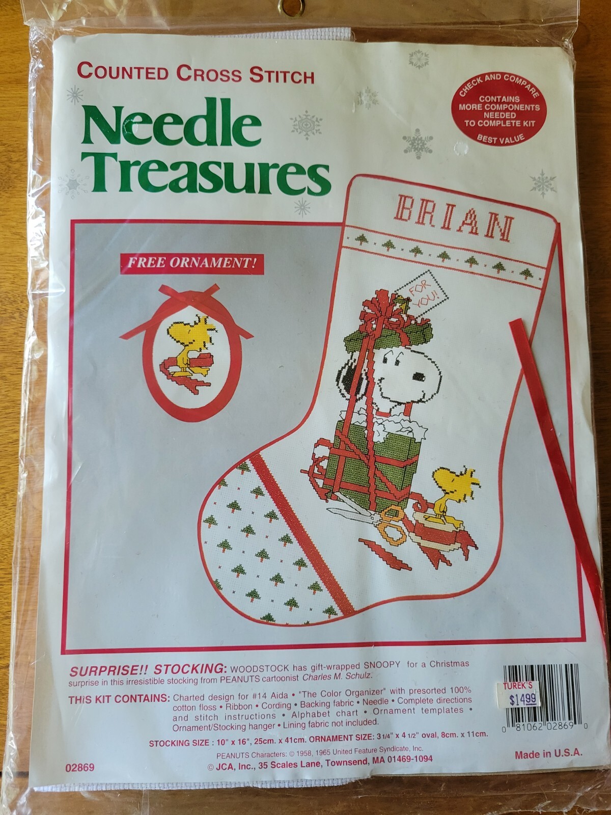 Needle Treasures Counted Cross Stitch Stocking Kit SNOOPY Surprise! NEW