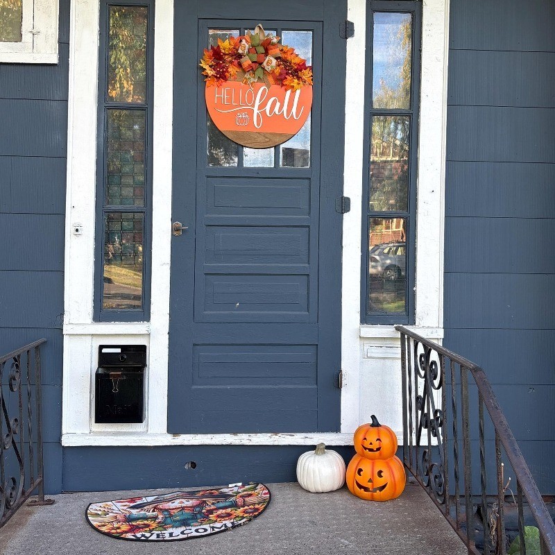 Hello Fall Front Door Sign Autumn Wreath Maple Leave Bow Pumpkin for ...
