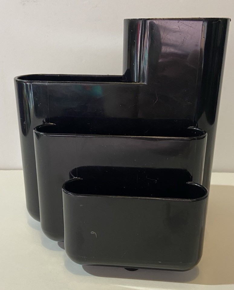 Vintage 80's Tenex USA Black Plastic Post Modern Desk Top Organizer ...