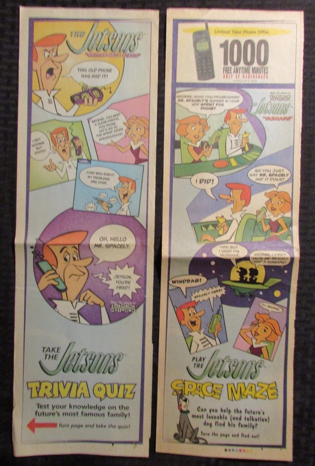 1999 JETSONS Radio Shack Color Newspaper Strip Ads LOT of 4 FN 6.5 6 ...