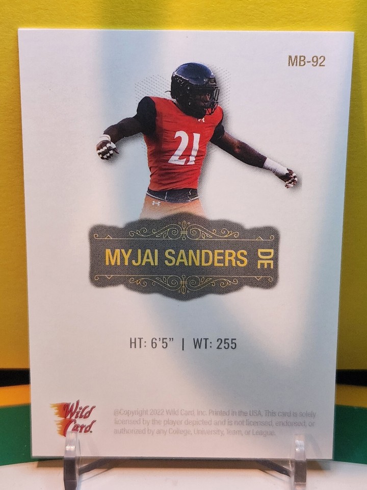 2022 Wild Card Matte #MB-92 Myjai Sanders Cincinnati Bearcats Houston ...