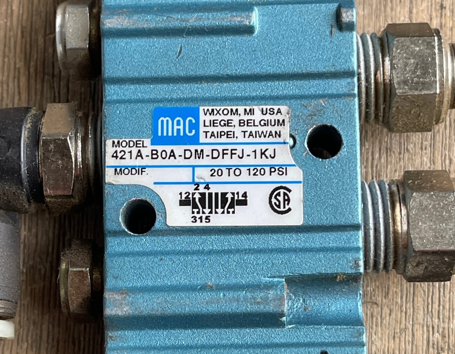 MAC 421A-B0A-DM-DFFJ-1KJ SOLENOID VALVE WITH 2-DM3A-DFFJ-1KJ 24VDC ...