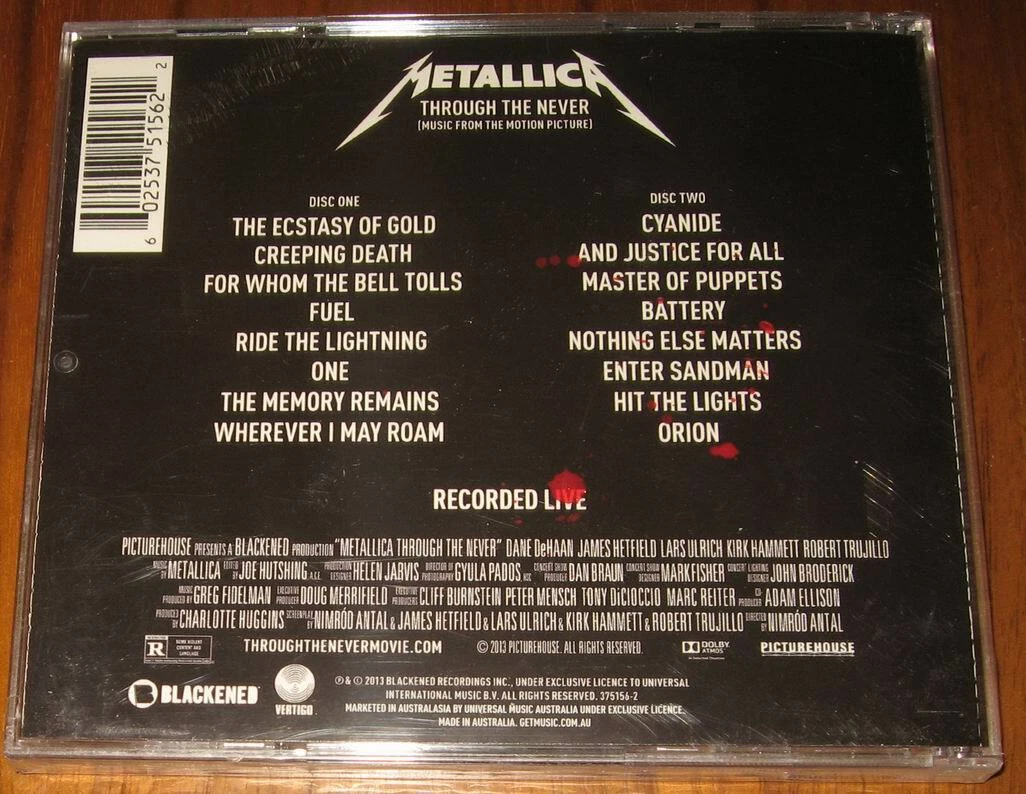 Metallica Through The Never Cd