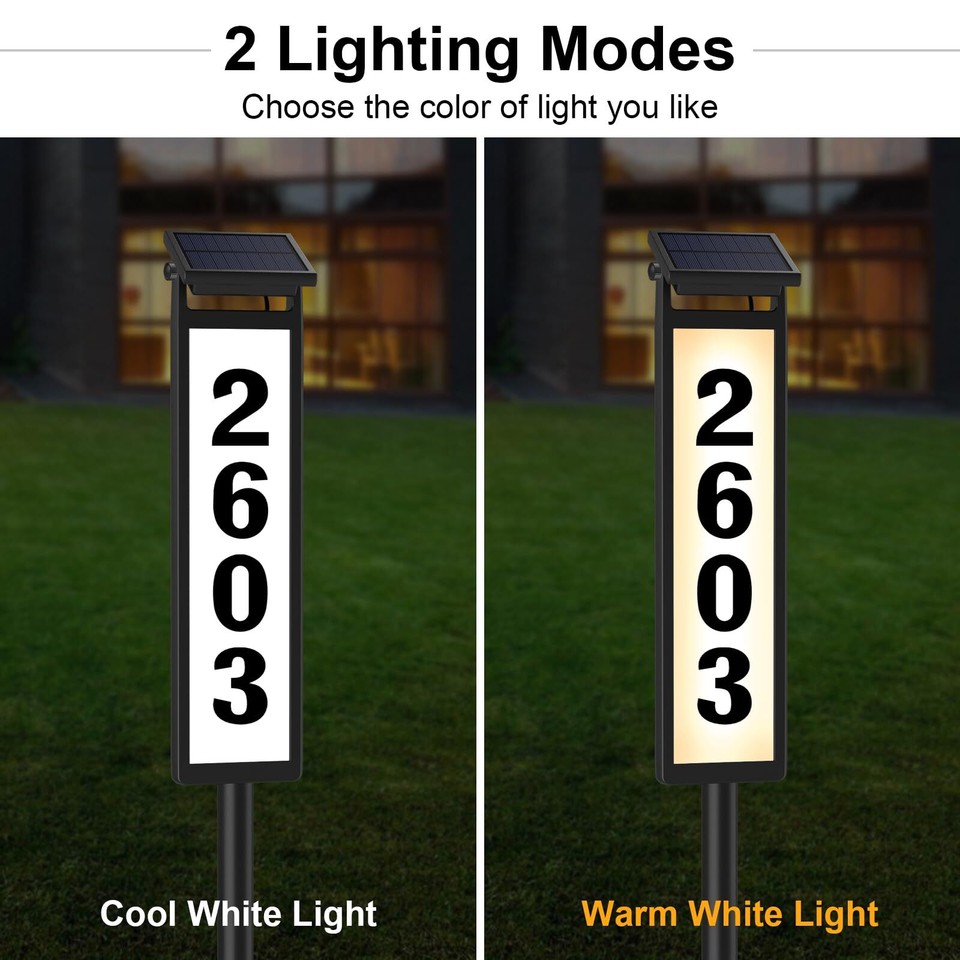 Solar Address Sign House Numbers for Outside Lighted Address Plaque ...