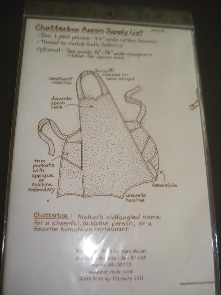 CHATTERBOX APRON Pattern Reversible Apron with Personality by Mary ...