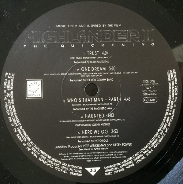 Various - Music From And Inspired By The Film Highlander 2 - The ...