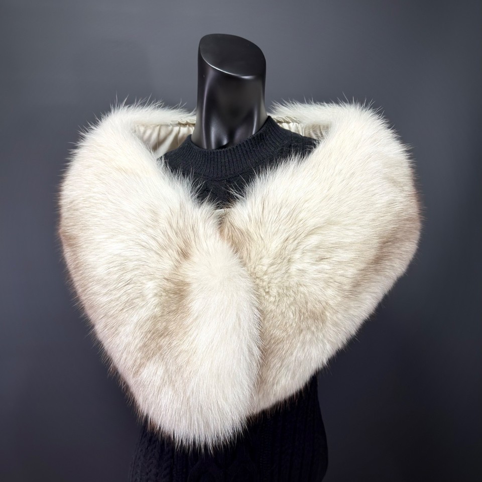 SAGA FOX Blue Fox Real Fur Shawl Wrap Stole Women Luxury Timeless ...