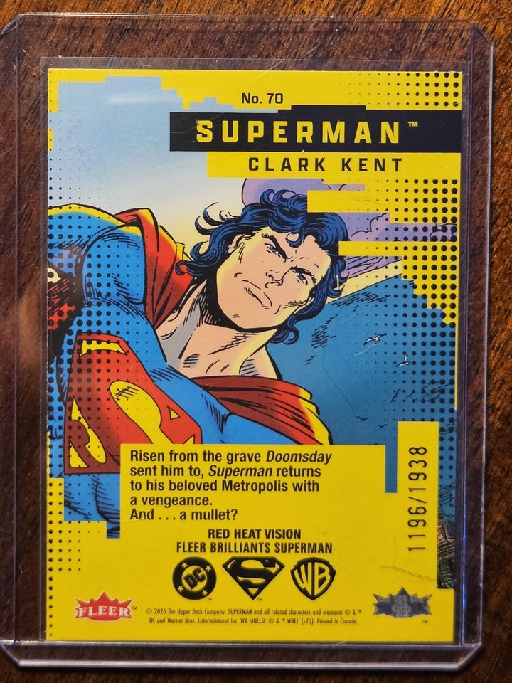 Superman Clark Kent 2025 Fleer DC Brilliants Superman Red Heat Vision ...