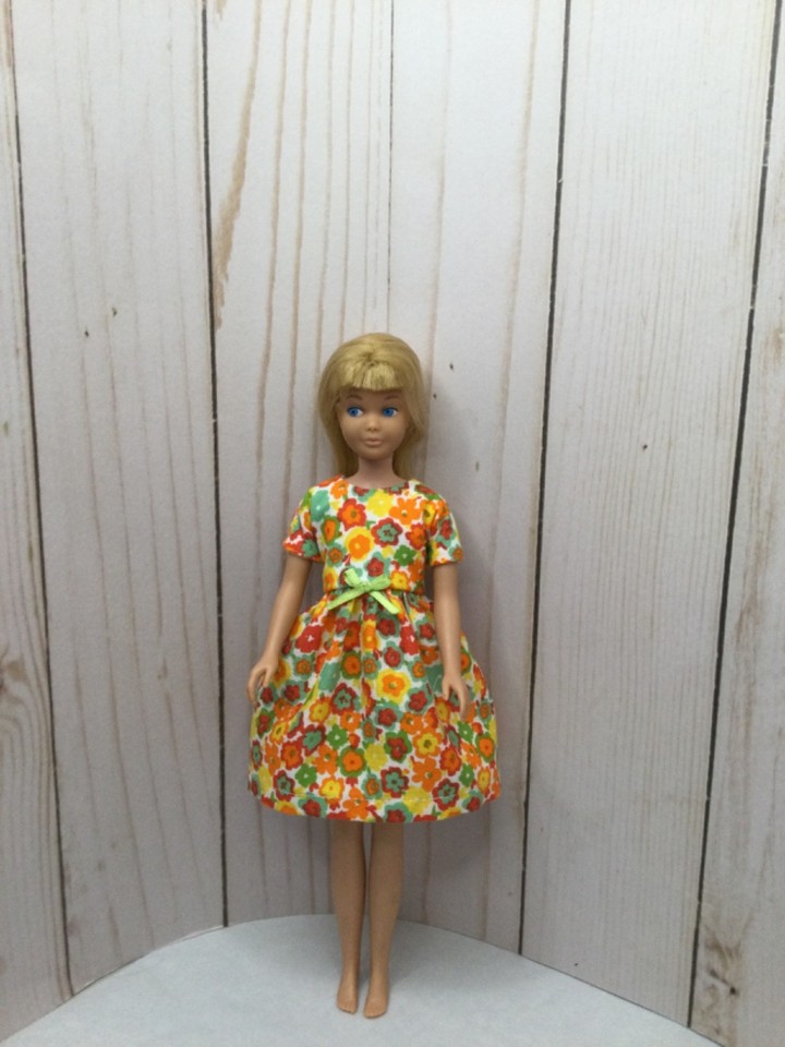 Handmade Doll Clothes fits Vintage SKIPPER Orange Floral Dress New NO ...