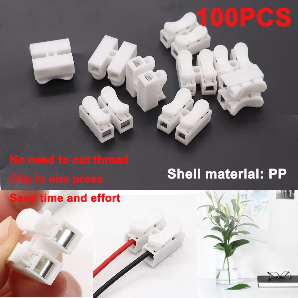 100Pcs Push Quick Wire Cable Connector,White Wiring Terminal,Spring ...