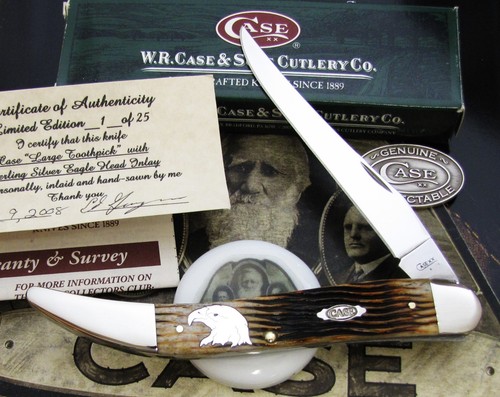 Case XX Large Toothpick Knife 2008 Sterling Silver Eagle Head Inlay 1 ...