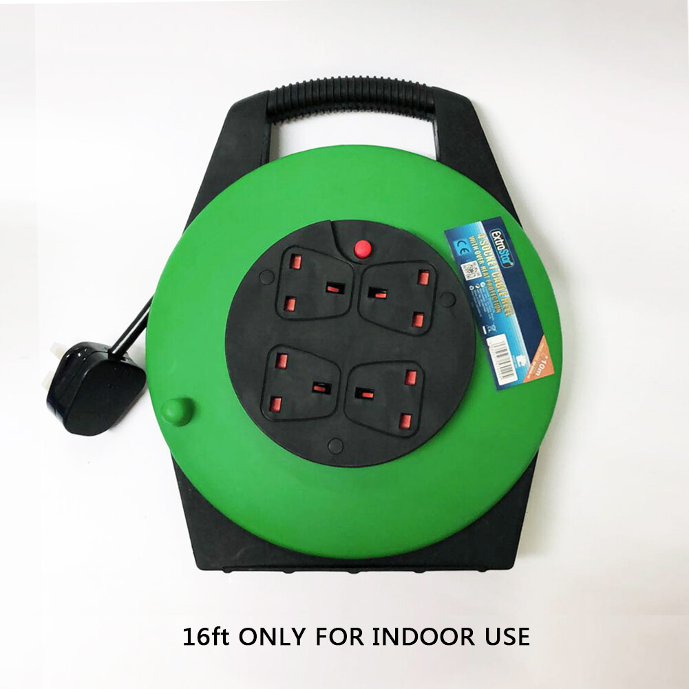 Extension Lead Reel 4 Gang Way Multi Plug 5M/10M/25M UK Mains Socket ...