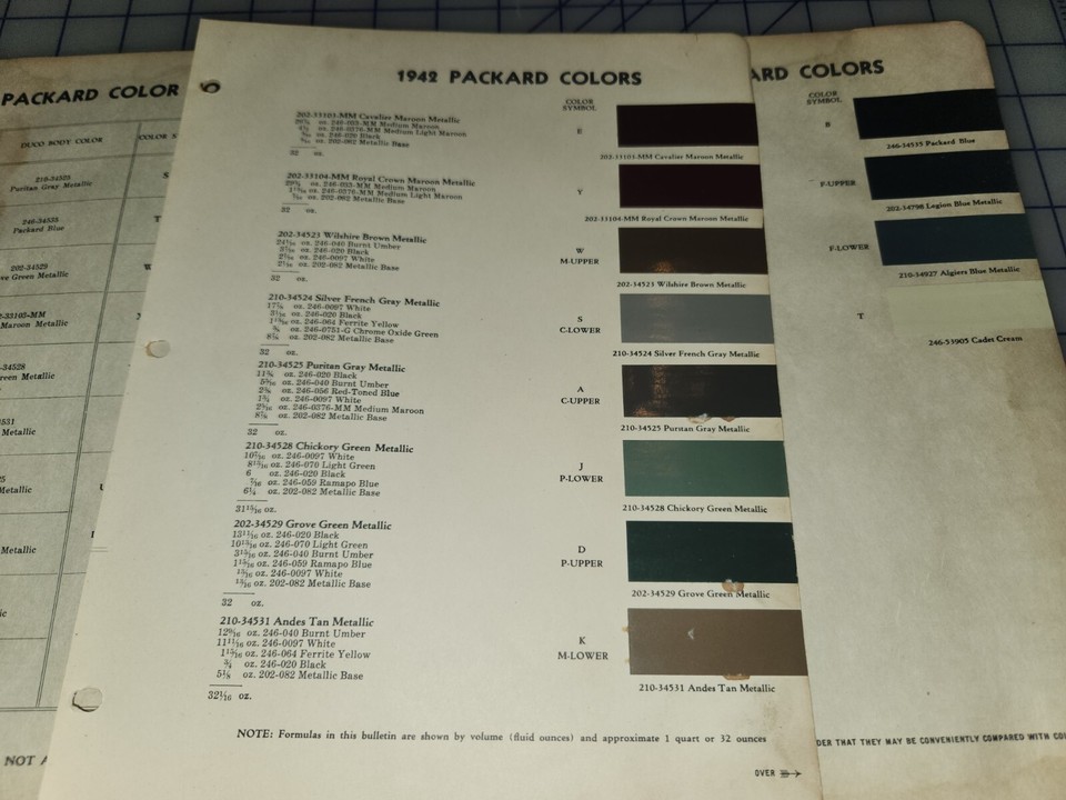 1942 Packard Color Chip Sheet Brochure | eBay