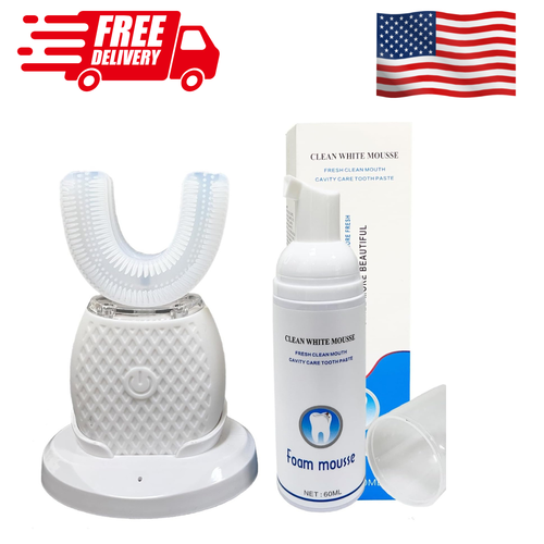 Sani White Ultrasonic Toothbrush Sparkle Glow U Shaped Teeth Whitening ...