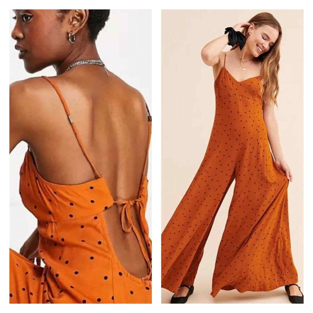 polka dot new look rust jumpsuit Free People Rust Orange Black Polka ...