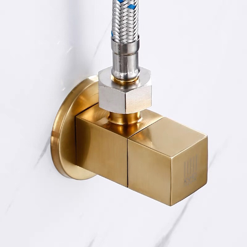 2pcs Brushed Gold Square Angle Valve Shut Off Water Stop Valve For ...
