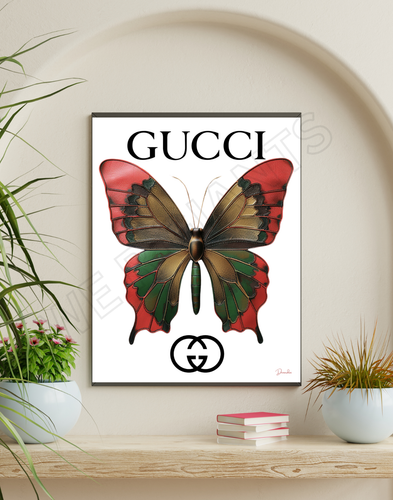 GUCCI BUTTERFLY WALL Artwork 11X14- Wall Decor, GUCCI , Luxury TRENDY ...