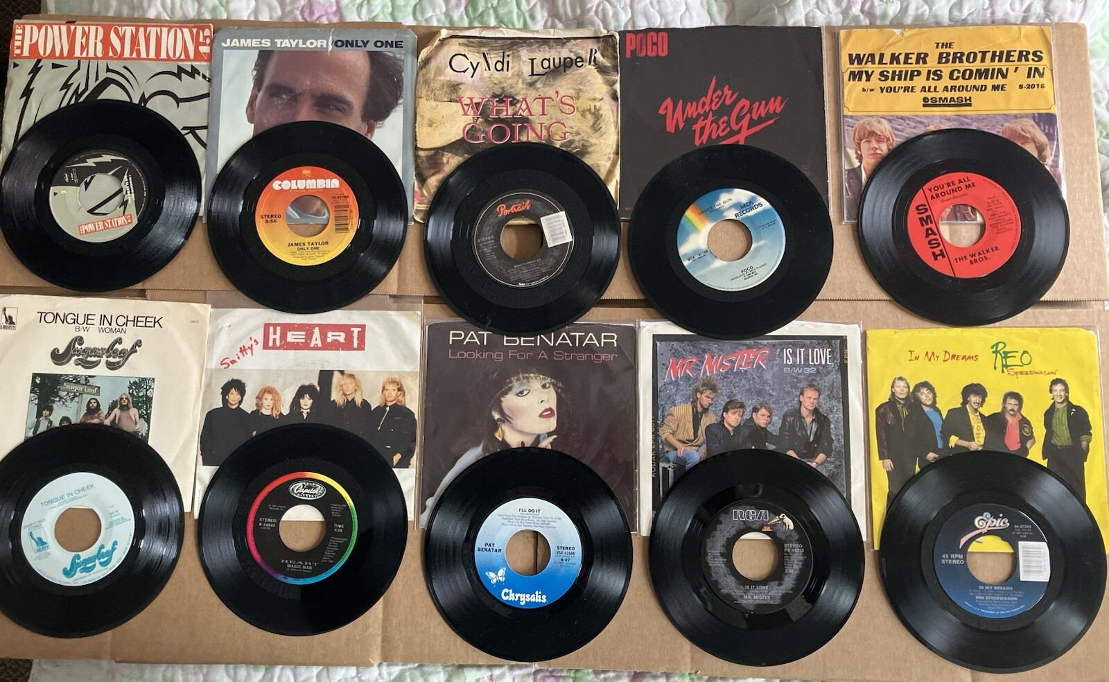 Lot of 10 Rock 45 RPM vinyl records in Beautiful NM-M W/Picture Sleeves ...