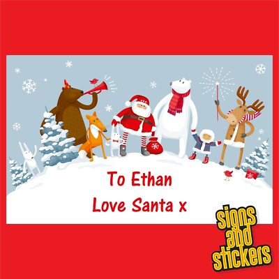 40 Personalised Christmas Stickers gift tags xmas parcels santa ...