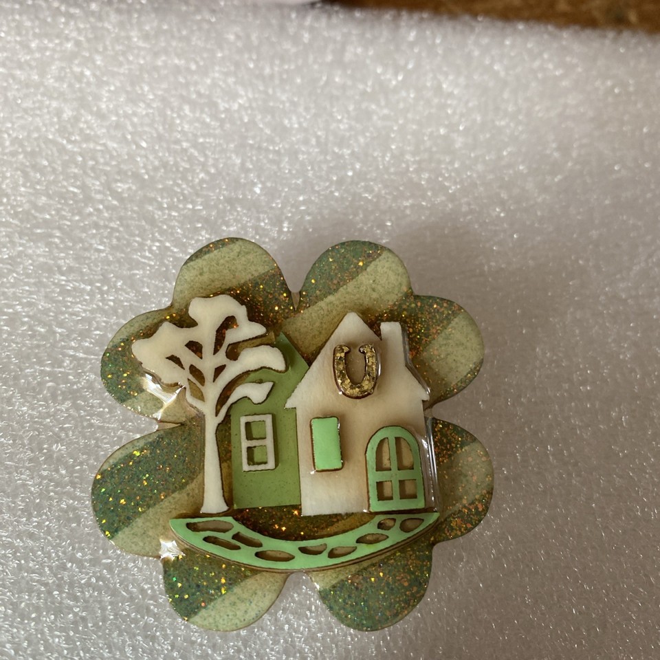 Vintage Rare Signed Lucinda 4 Leaf Clover Good Luck Pin-horseshoe House ...