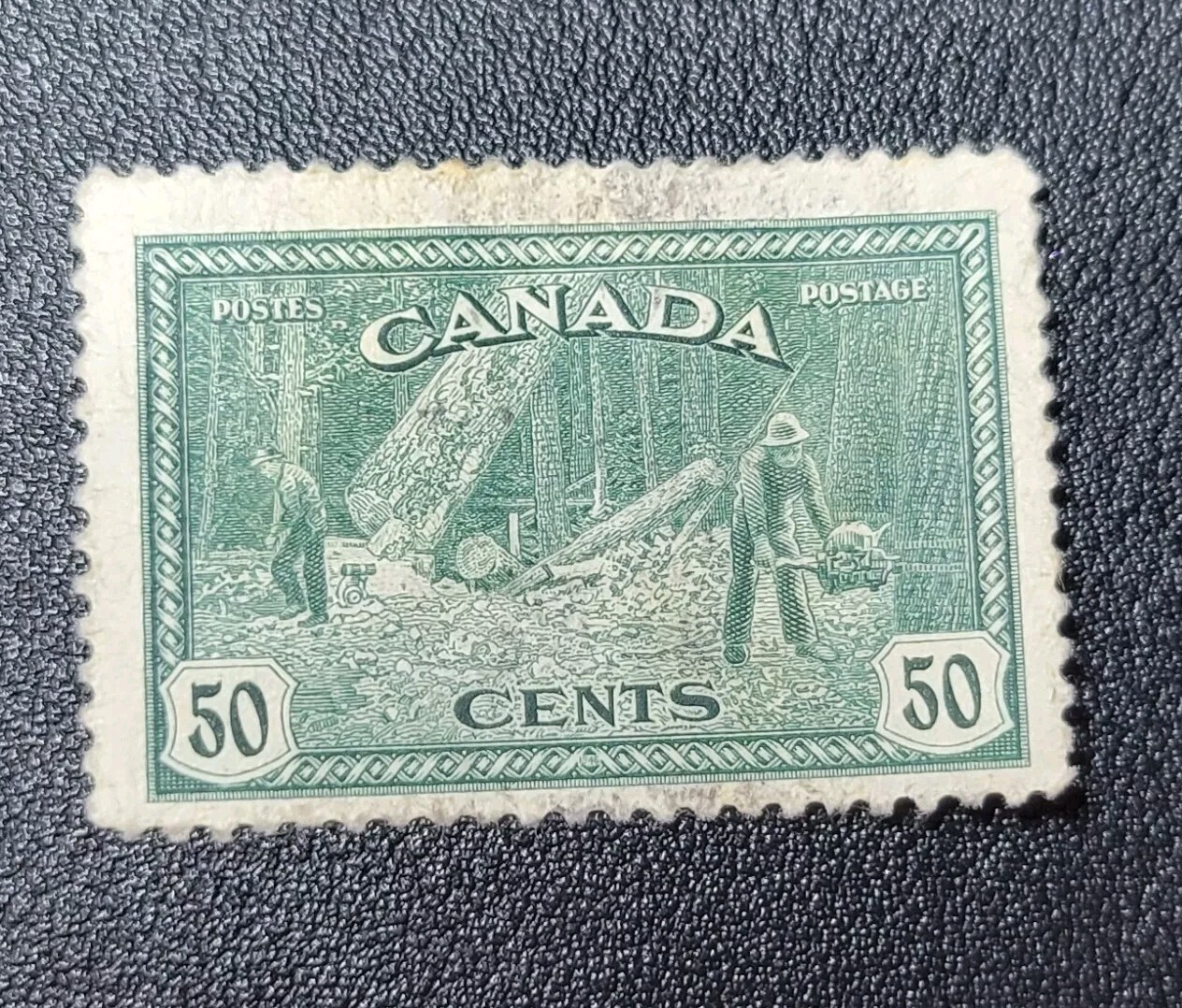 1946' Canada 50c Stamp Scott 207 Green Used with Cancel Previously ...