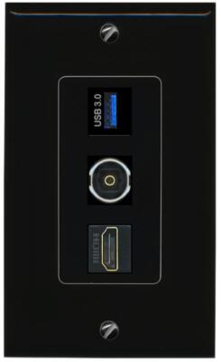 3 Port HD TOSLINK USB-3 Wall Plate Black DecorZ | eBay