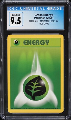 1999-2000 POKEMON BASE SET GRASS ENERGY #99 CGC 9.5/PSA 10 GEM MINT | eBay