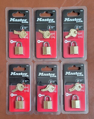 6-Pack Keyed Master Lock 120D 7/16" (11mm) x 3/4" (20mm) Brass Hardened ...