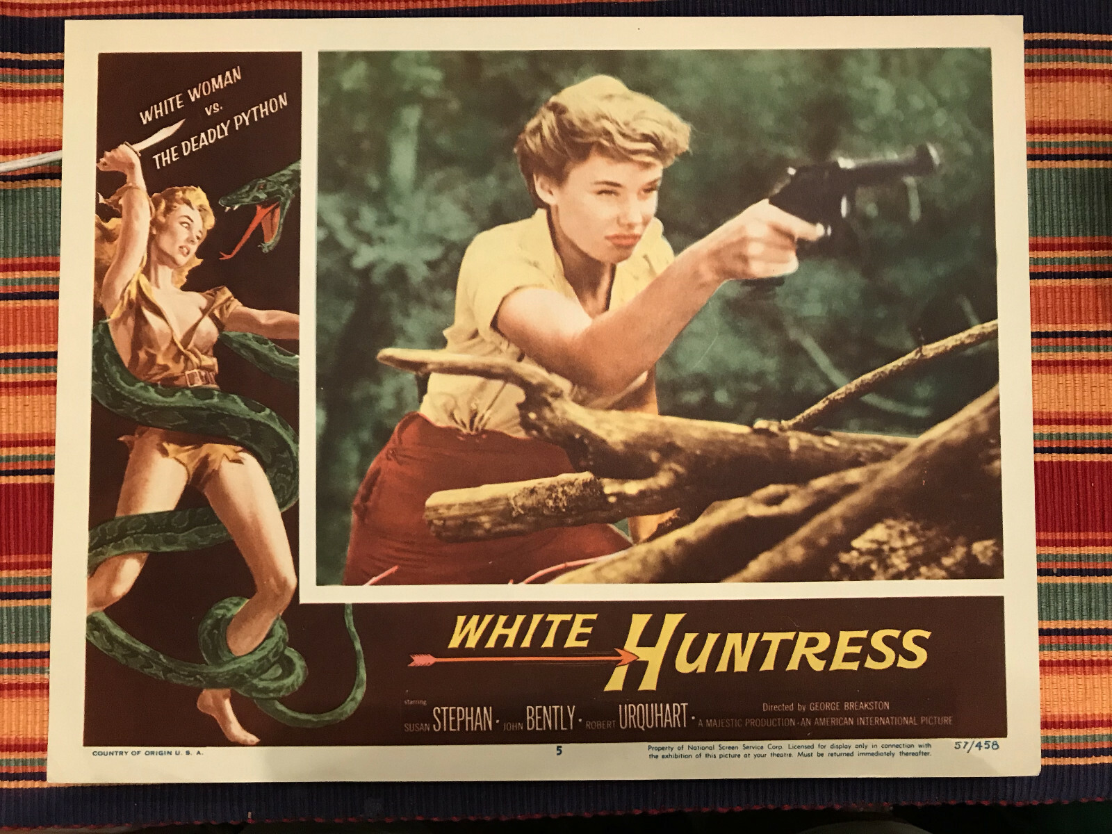 White Huntress 1957 American International 11x14 jungle lobby card ...
