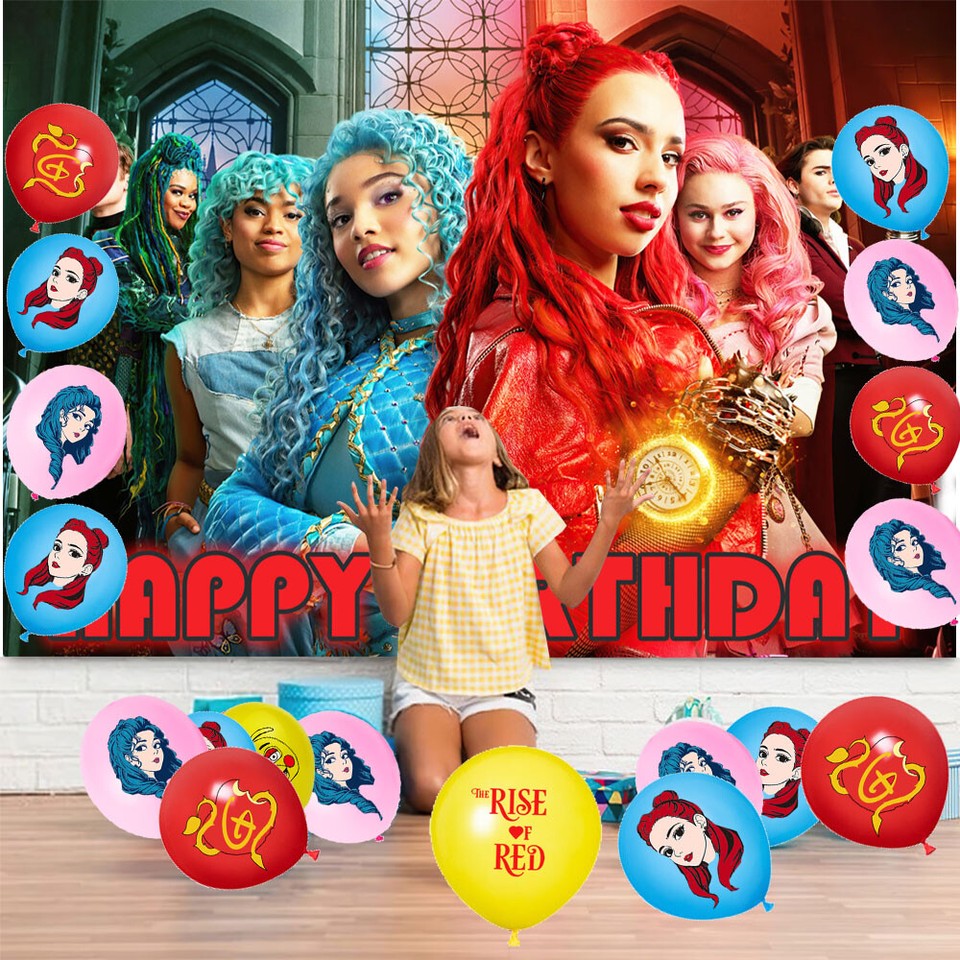 Descendants The Rise Of Red Party Decorations Plates Balloons Banner ...