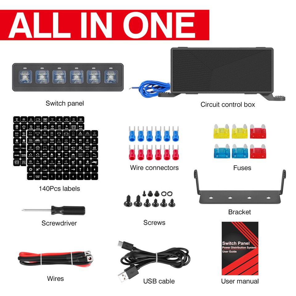For Ford F150 F250 F350 Wireless 6 Gang Switch Panel Auxiliary For LED ...