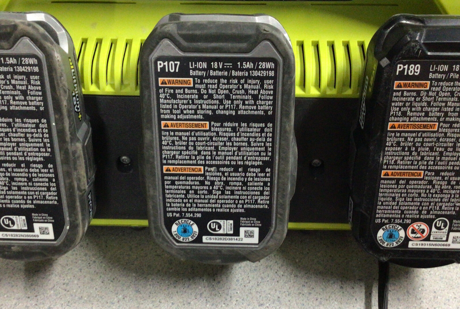 Ryobi 18-Volt Super Charger Kit with 3 Batteries - P1820 =(P135+P107 ...