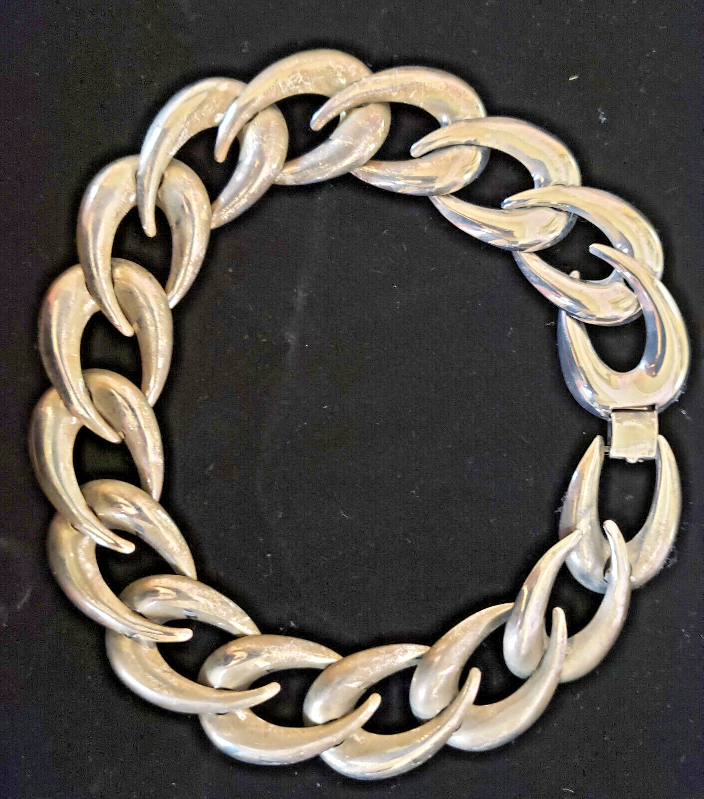 Vintage Silver Tone Metal Large Link Collar Necklace … - Gem